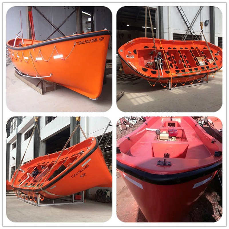 FRP Open Type Lifeboat Rescue Boat with Davit - Buy FRP Open Lifeboat ...